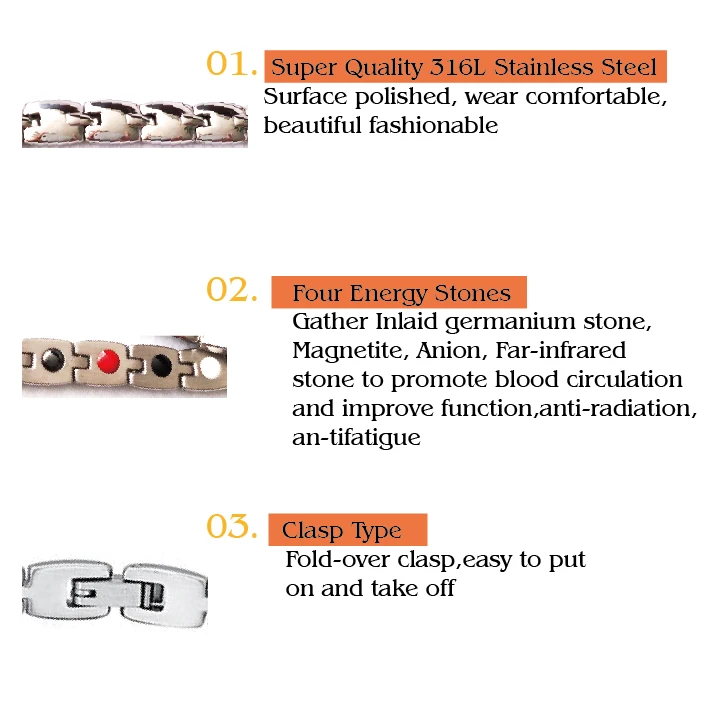 Quantum Scalar Energy 4 in 1 Magnetic Stainless Bracelet
