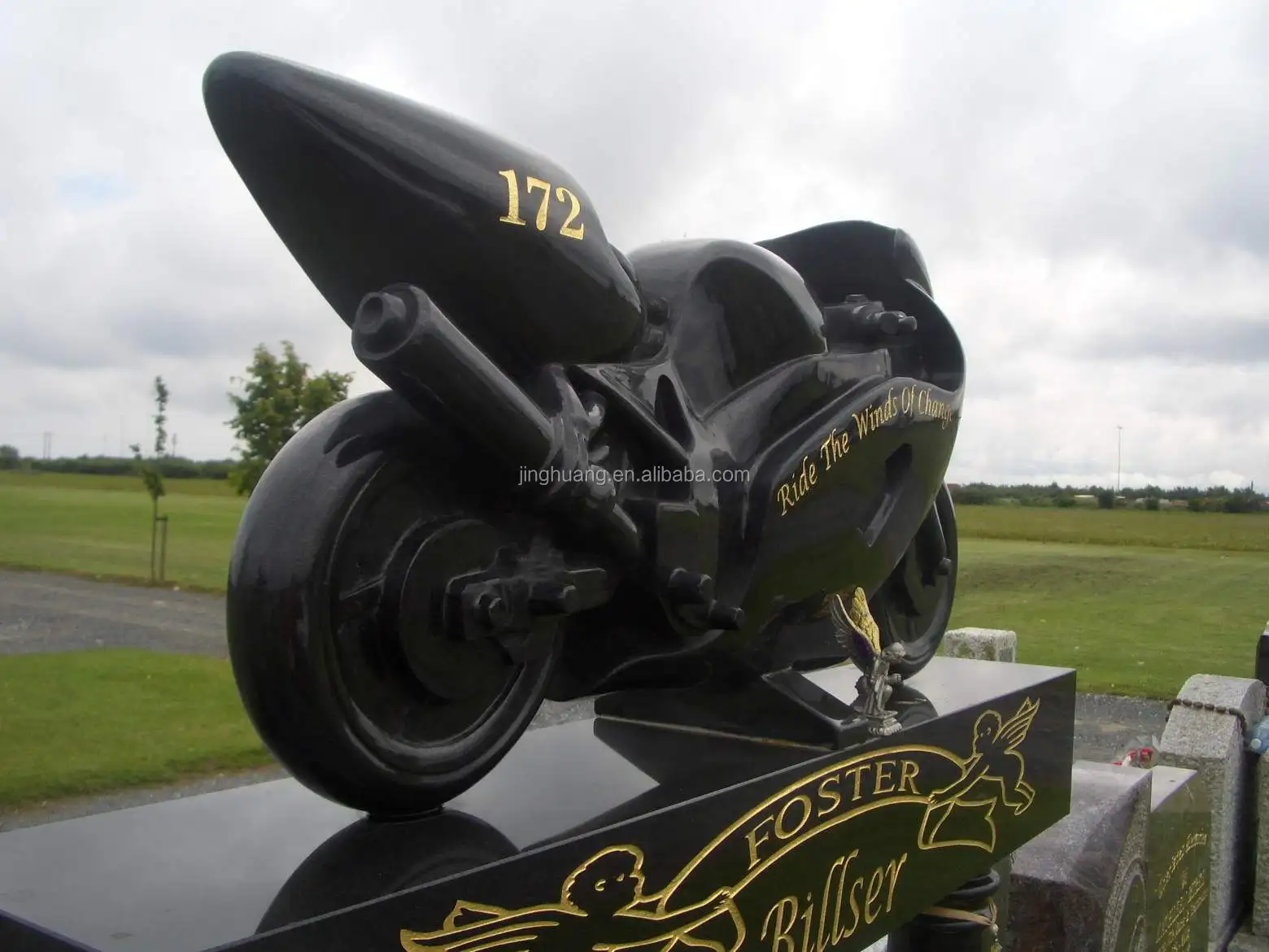 Cemetery Usage Indian Black Granite Headstone In Motorcycle Design ...