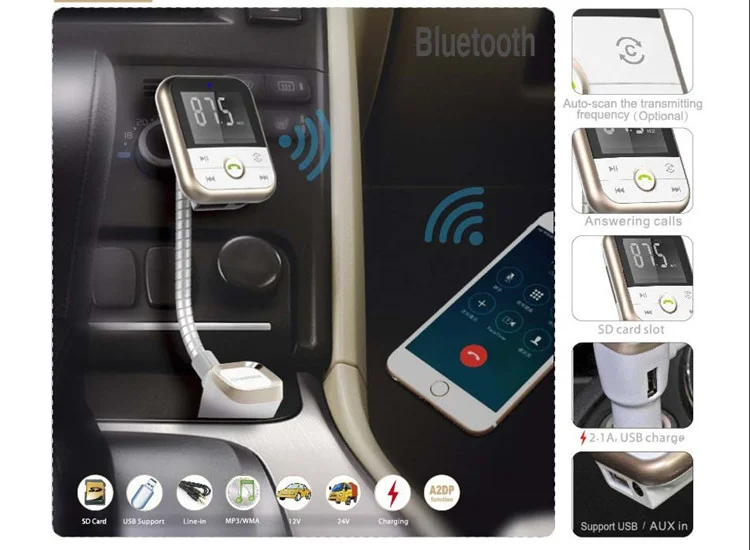 Bt67 Bt Car Kit Handsfree Car Mp3 Music Player Fm Transmitter Usb Car ...