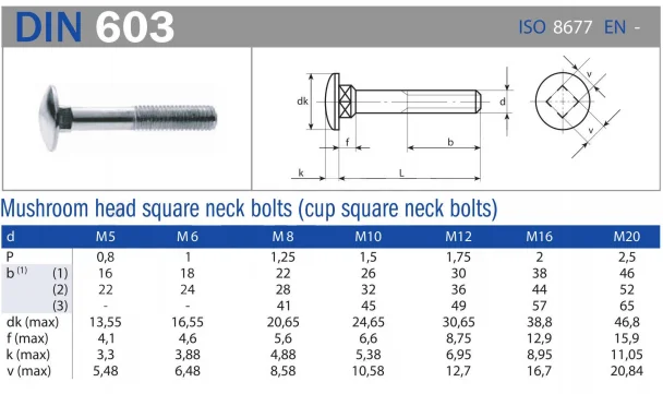 Din603 Cup Head Square Neck Bolts M6 M8 M10 M12 Carriage Bolts - Buy ...