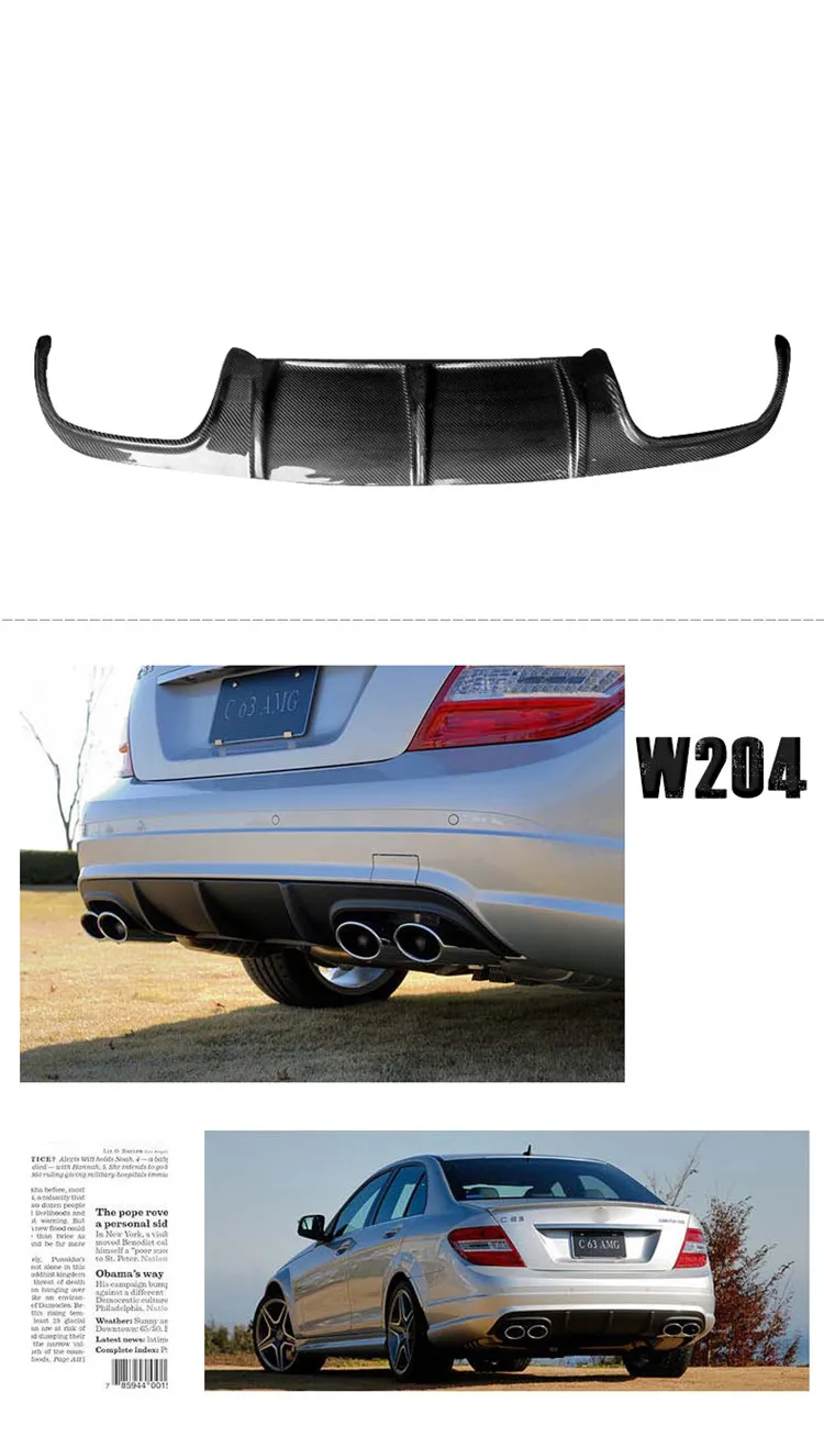 Carbon Fibre Rear Diffuser For C-class W204 C63 Carbon Diffuser Down ...