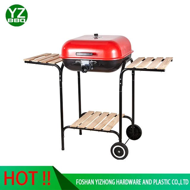28018E BBQ Outdoor Grill - Red Charcoal Grill for 3-5 People