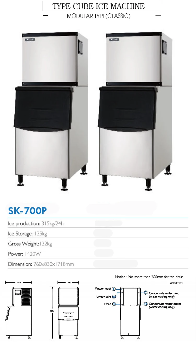 Snooker SK-700P Ice Maker - 315kg/24hours Production