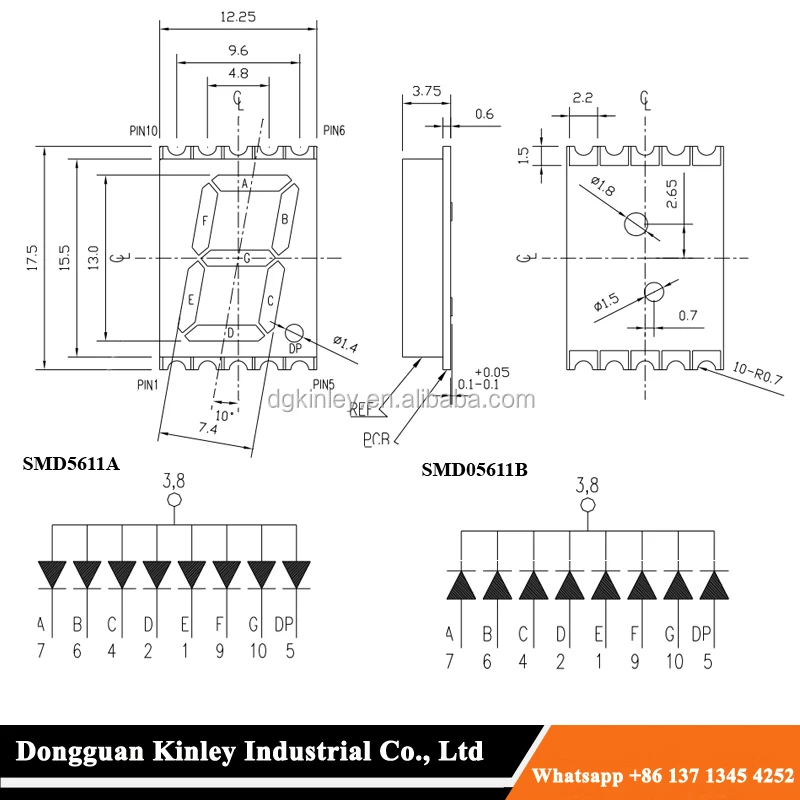 Customized 0.56" 1 Digit Smd 7 Segment Led Display Fnd Display Module ...