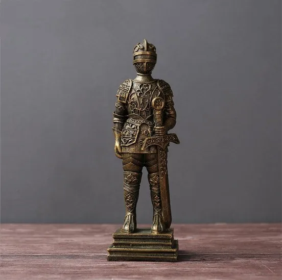 Resin Antique Vintage Medieval Gold Silver Armor Knight Figurine ...