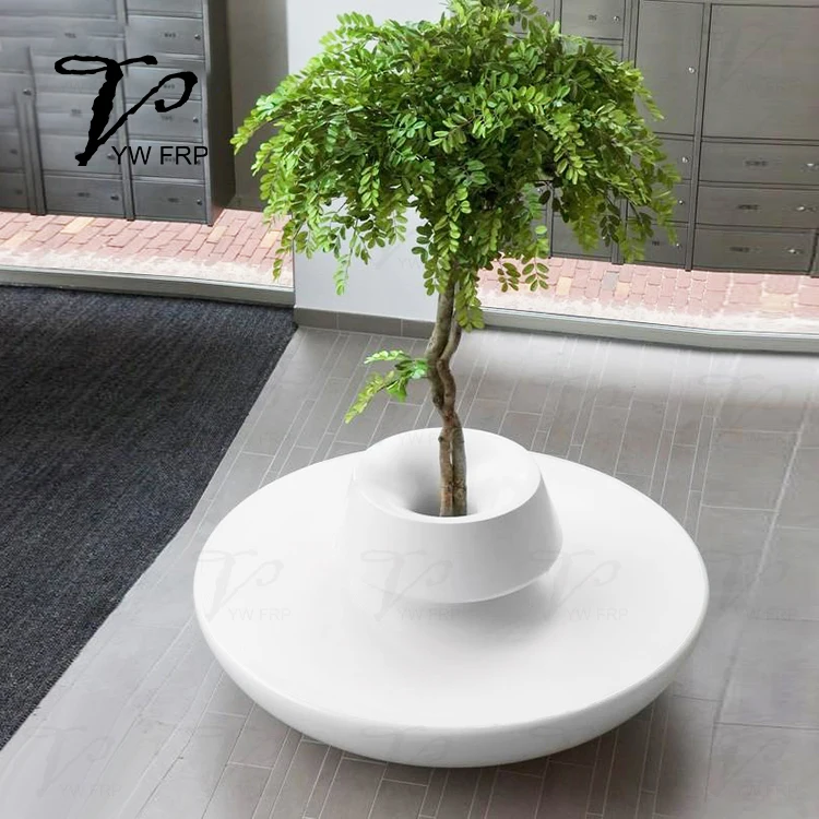 Fiberglass Big Round Commercial Waiting Bench Seat Chair For The Public ...