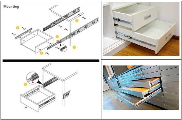 LMS Kitchen Cabinet Semi Automatic Drawer Slide Telescopic Channel ...