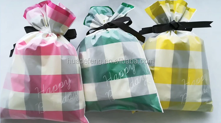 Manufacturer Custom Printed Birthday Gift Drawstring Plastic Party Bags ...