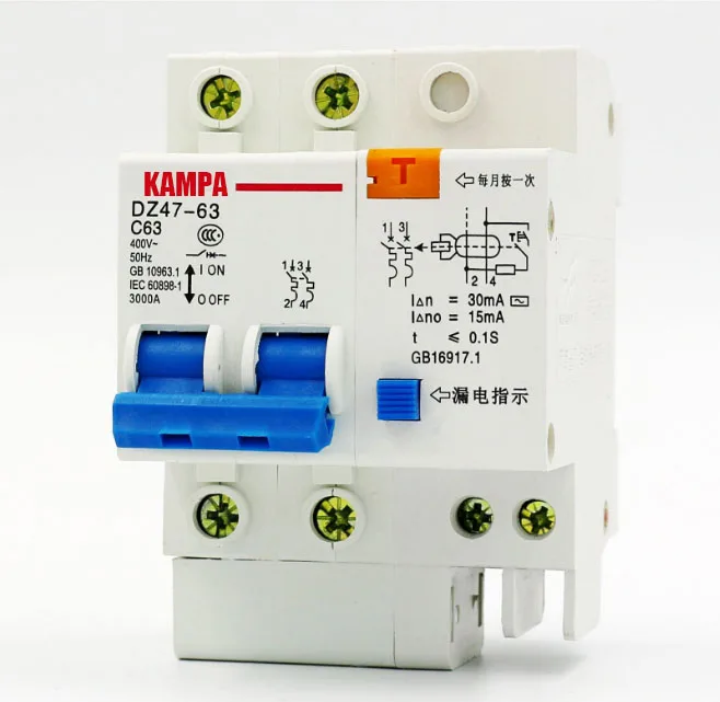 Dz47le 2p 10a 16a 20a 25a 32a 40a 50a 60a Residual Current Circuit Breaker Rcbo - Buy Circuit ...