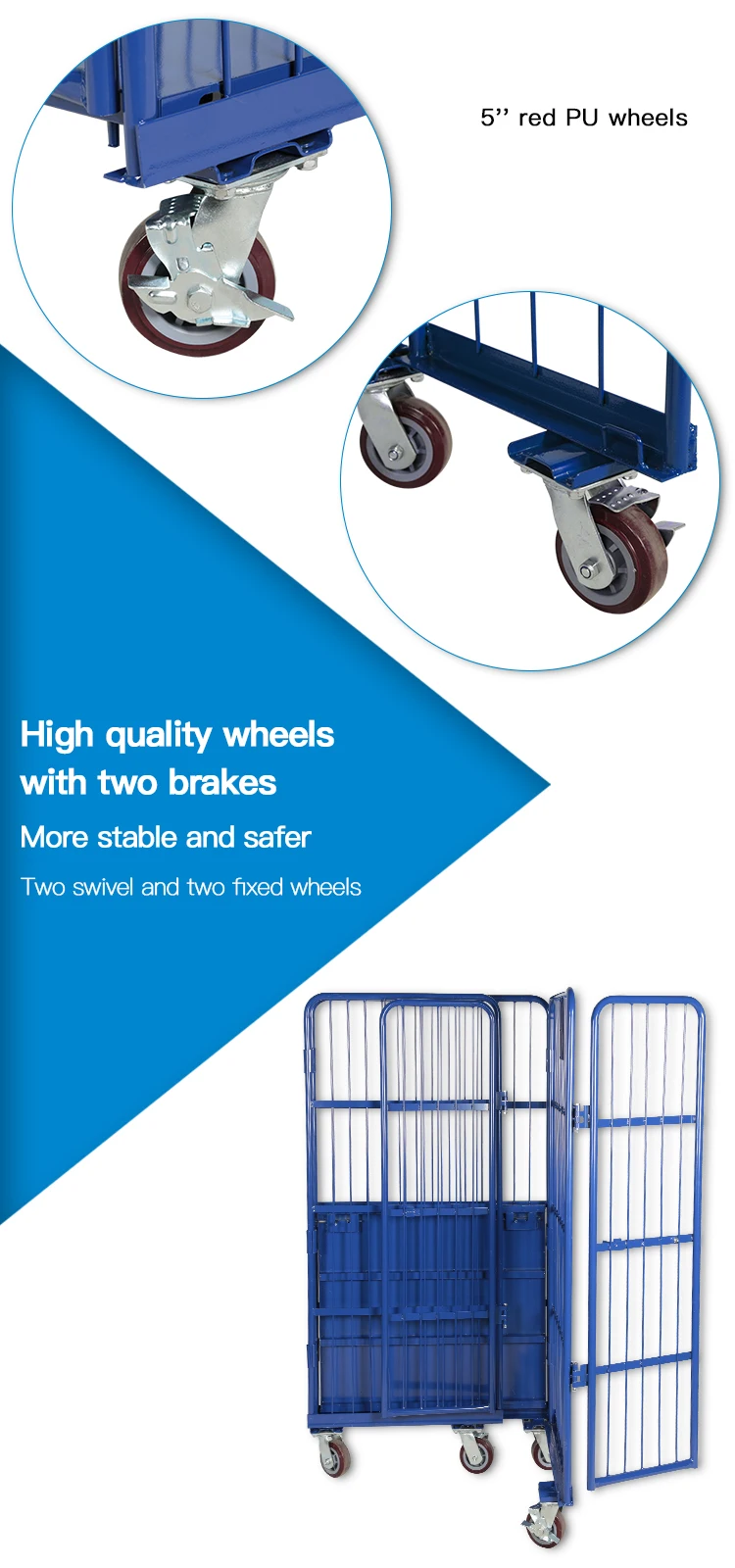 4 Sided Nestable Supermarket Warehouse Cage Trolley Roll Pallet ...