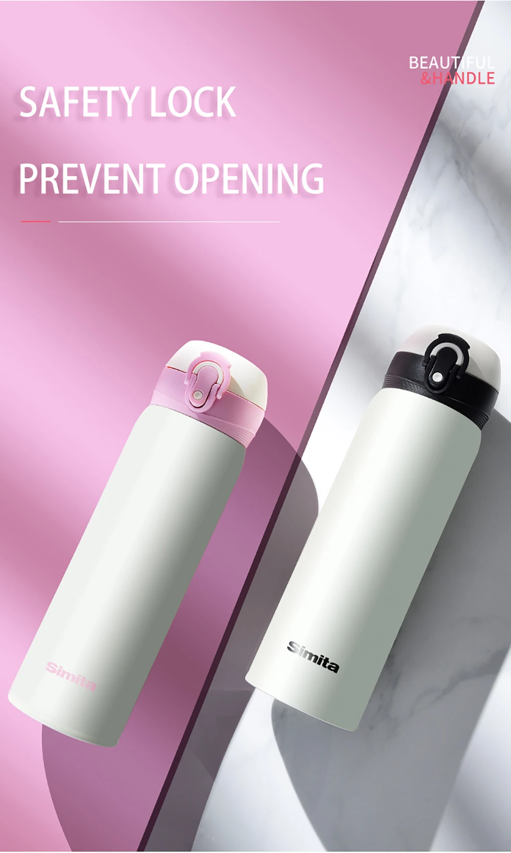 Simita 500 Ml Portable Ultralight Durable Multi-color 304 Double Wall ...