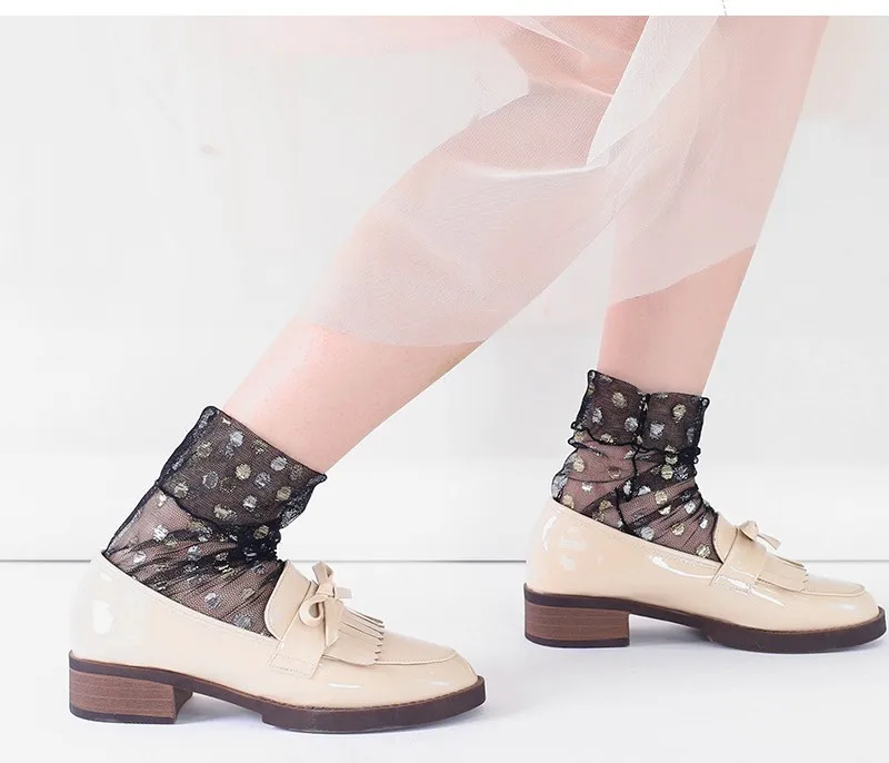Black Polka Dot Tulle Nylon Socks Tube Buy Nylon Socksnylon Socks Tubenylon Foot Socks