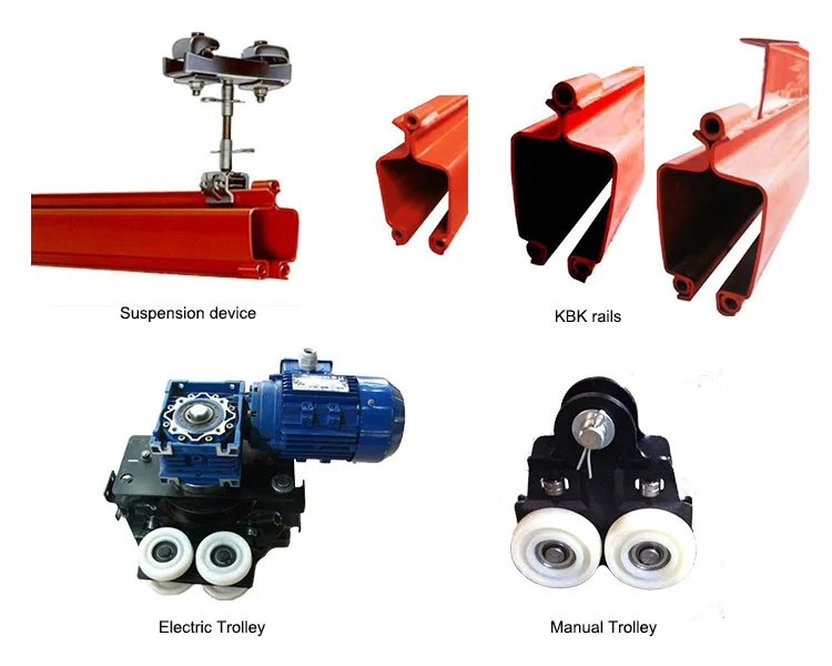Customized Kbk Track Rail Light Duty KBK Monorail Overhead Crane System ...