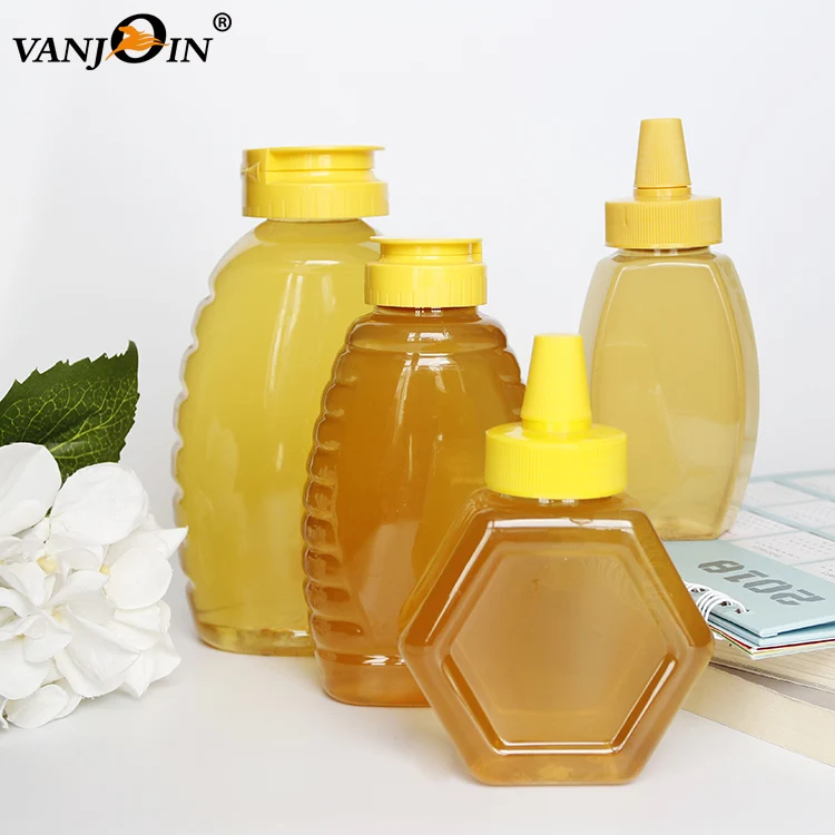 2019 New Design Hexagon Shape Clear Plastic 500g Honey Squeeze Bottle ...