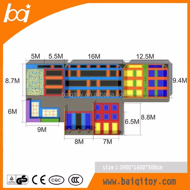 Continuous Jump Pad Foam Pit And Indoor Trampoline Dodgeball Game Park ...