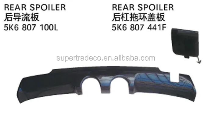 Use For Vw Parts ( Golf 6-r20 )rear Spoiler Oem: 5k6807100l 5k6807441f ...