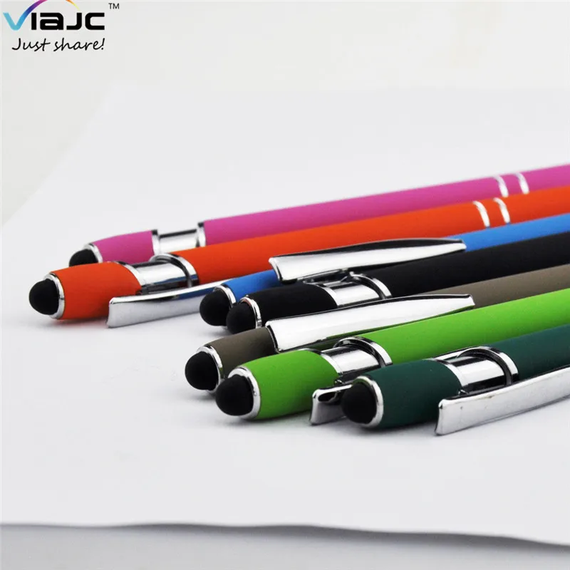 Promotional Metal Barrel Rubber Ballpoint Pen With Stylus Smartphone Touch Personalized Logo ...