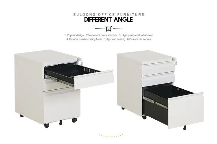 3 Drawers Mobile Pedestal - Efficient File Storage Cabinet