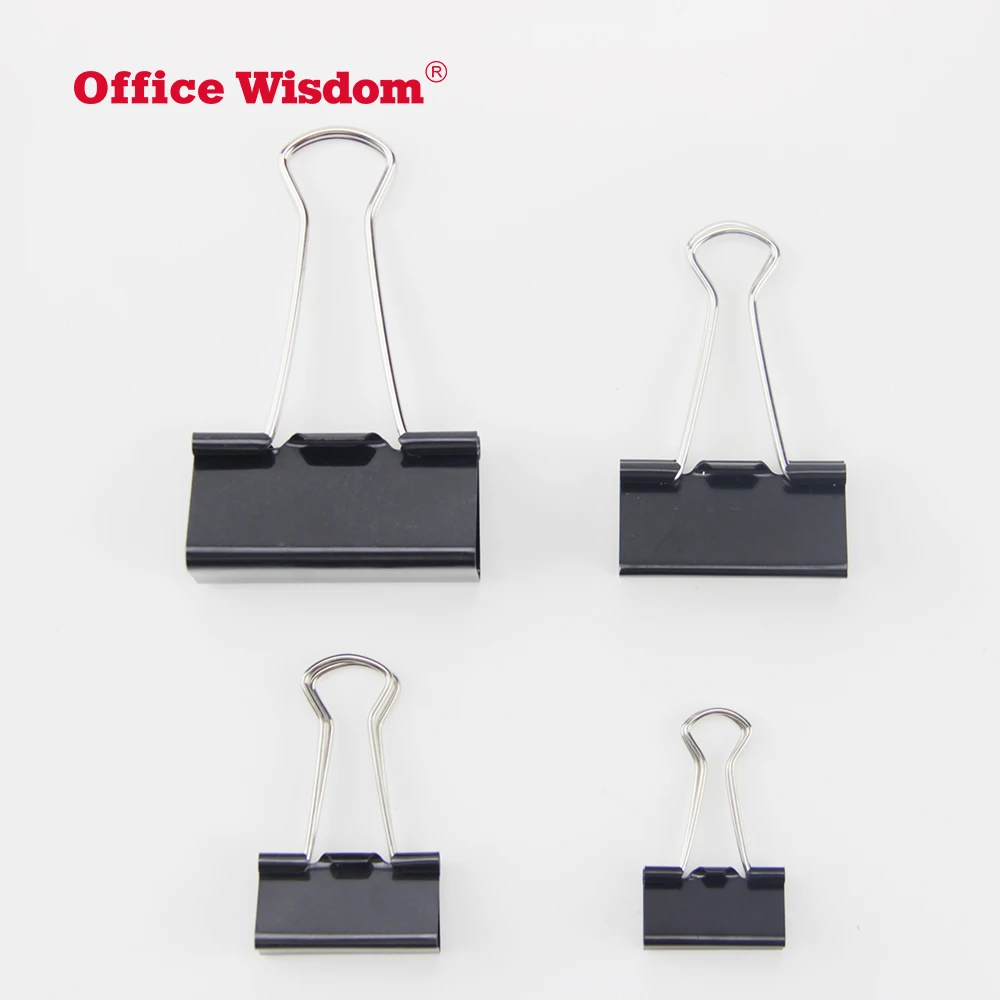 New Packing Amazon Hot Sell 150 Pack 6 Size Black Metal Paper Binder ...