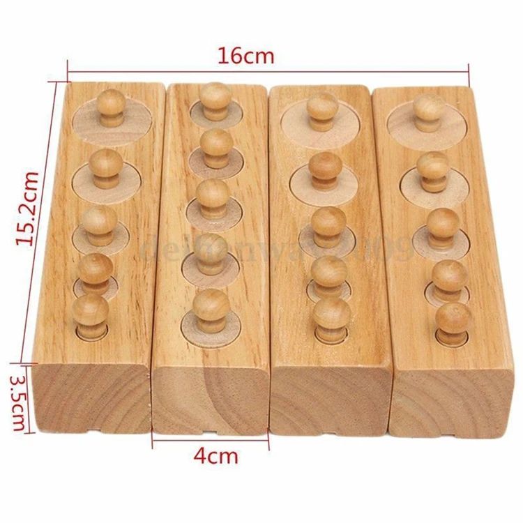Kindergarten Wooden Knobbed Small Cylinders Montessori Material Toys ...