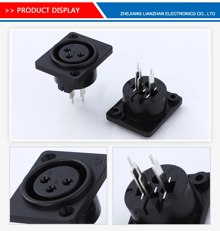 Audio Microphone Speaker Connector 3 Pin Xlr Female Chassis Mount ...