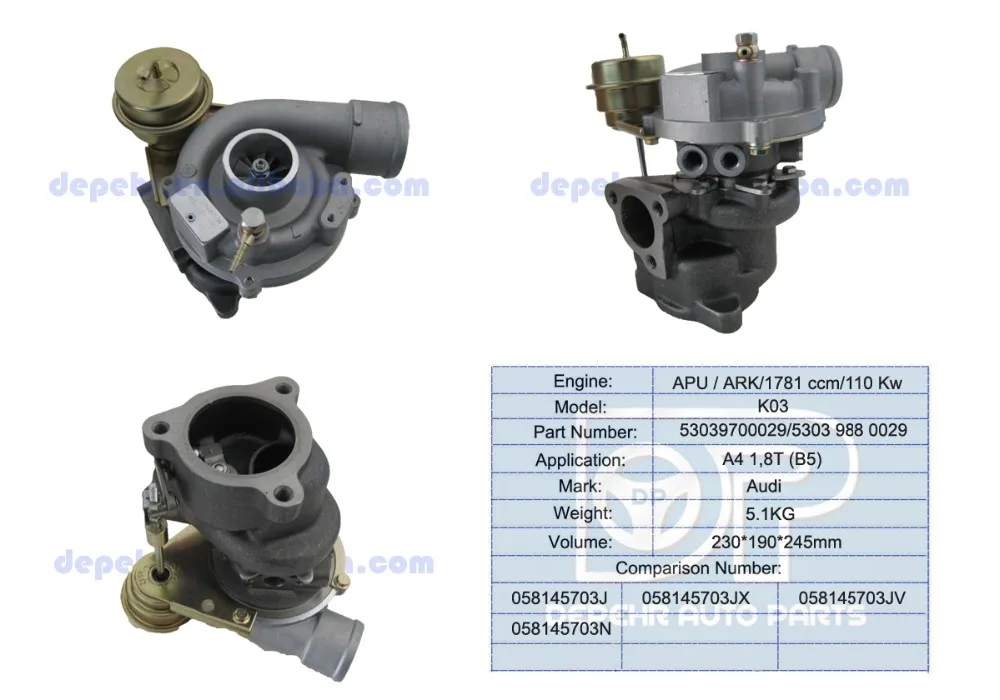 K03 Turbo 53039700029 53039700025 涡轮增压器适用于 A4 A6 - Buy A4 涡轮增压器，a6 涡轮增压器，k03 涡轮增压器 Product on ...