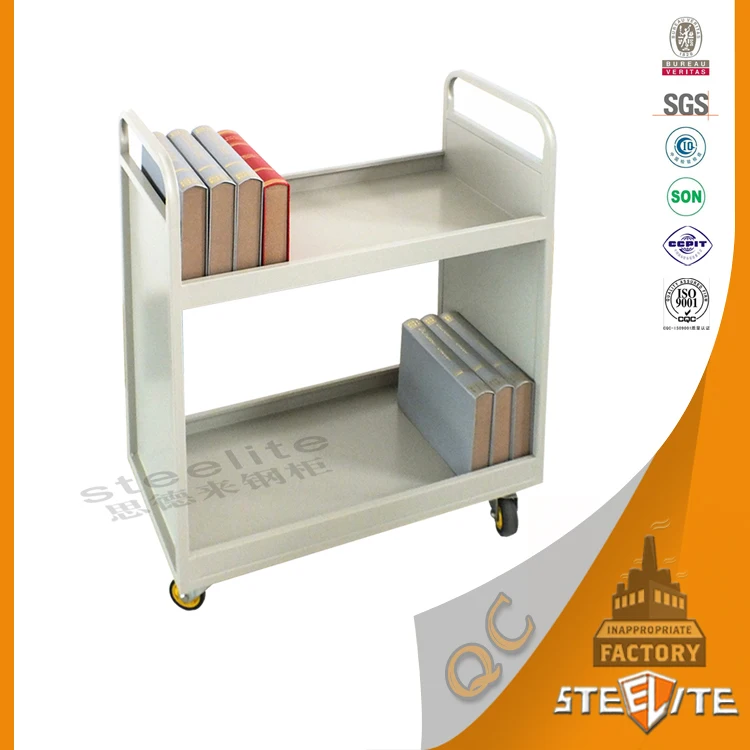 China Supplier Cheap 3 Tier Portable Metal Library Book Trolley Book ...