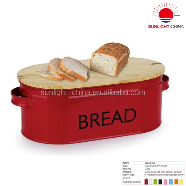 Metal Bread Bin/ Bread Box/food Storage With Wooden Lid - Buy Wooden ...