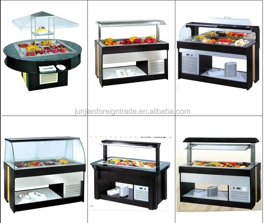 Round Type Commercial Refrigerated Salad Bar With Marble Bar Style ...