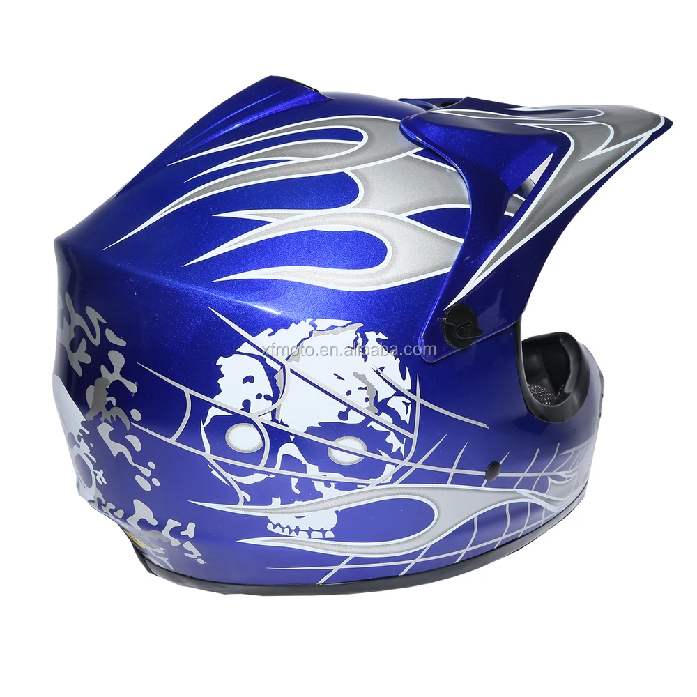 Youth Blue Skull For Dirt Bike For Atv Motocross Quads Helemt Goggles ...