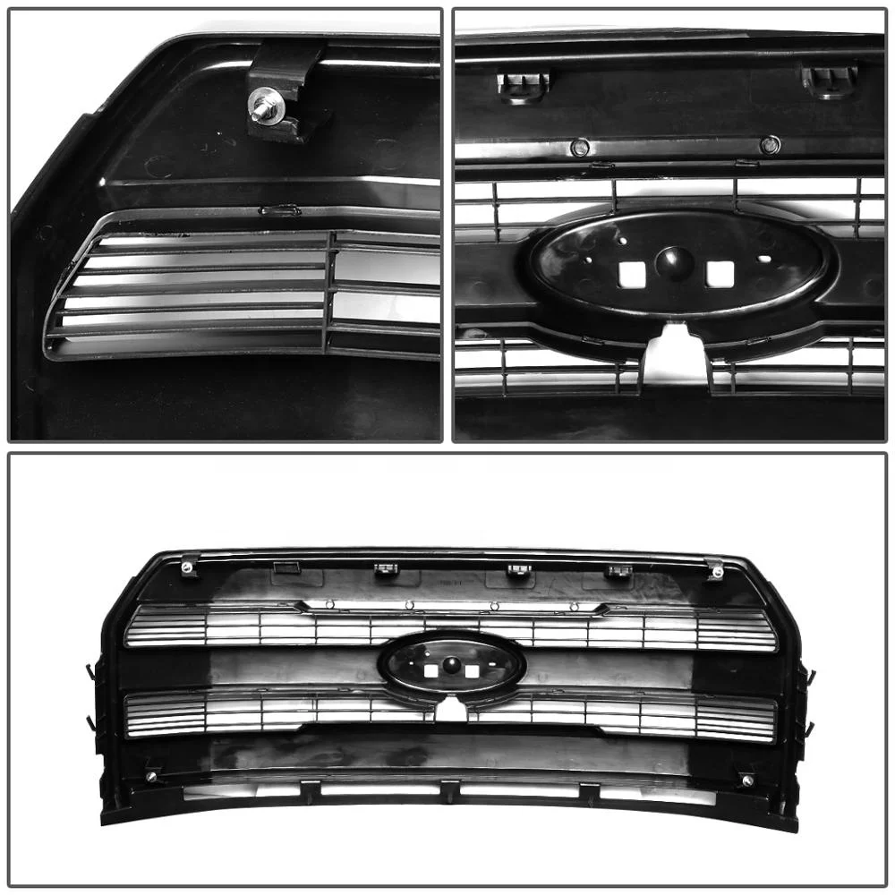 Front Bumper Upper Grille For Ford F-150 2015 Abs Matte Black ...