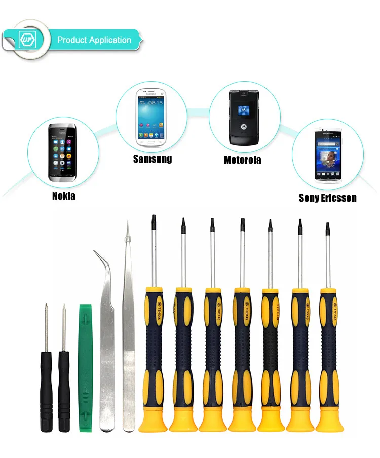 12 1 Cell Phone Repair Kit Crv Screwdriver Set Plastic Handles Includes ...