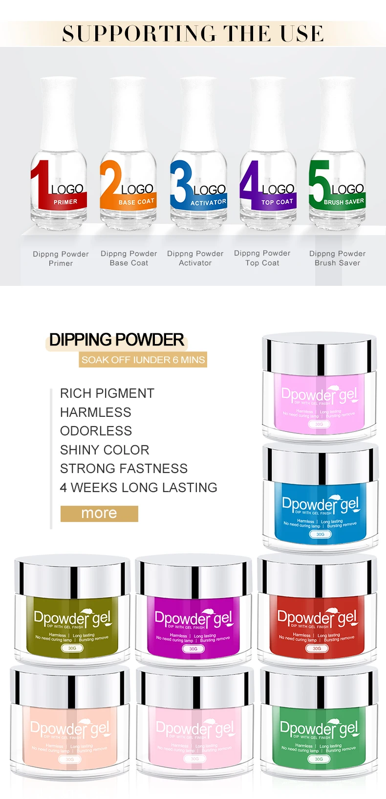 V&w2oz Dipping Powder System Custom Private Label Acrylic Powder For ...