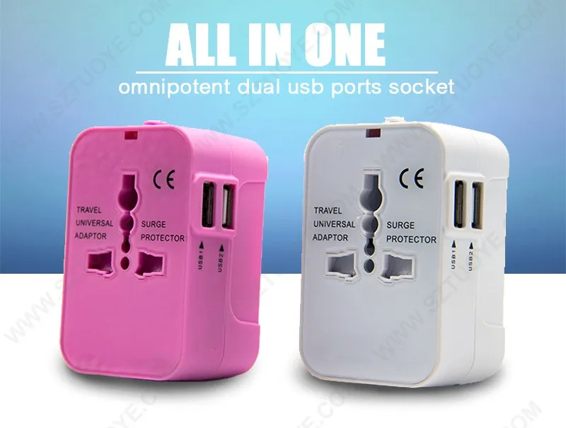 Universal International World Wide Multi Travel Plug Adapter With 2 Usb ...