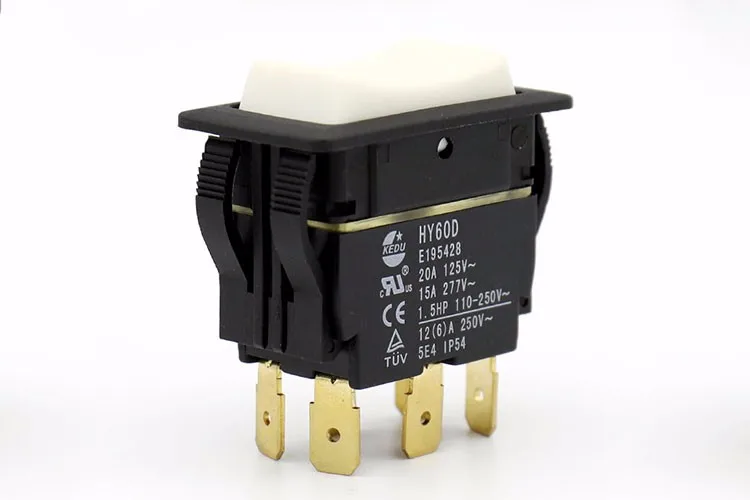 Kedu White Color Button 6 Pins (on) Off (on) Rocker Switch With Ul Tuv ...