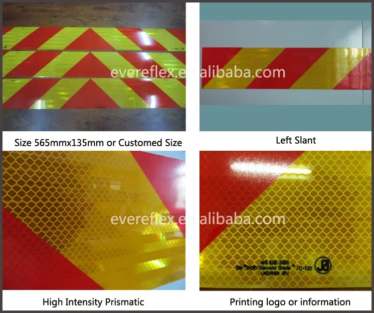 Chevron Yellow Red Reflective Truck Sign For Safety - Buy Reflective ...