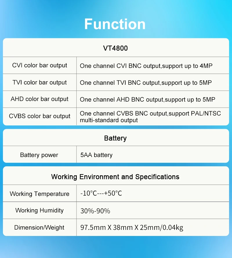 CVI/TVI/AHD/CVBS Color Bar Signal Generator with Monitor/cable/line ...