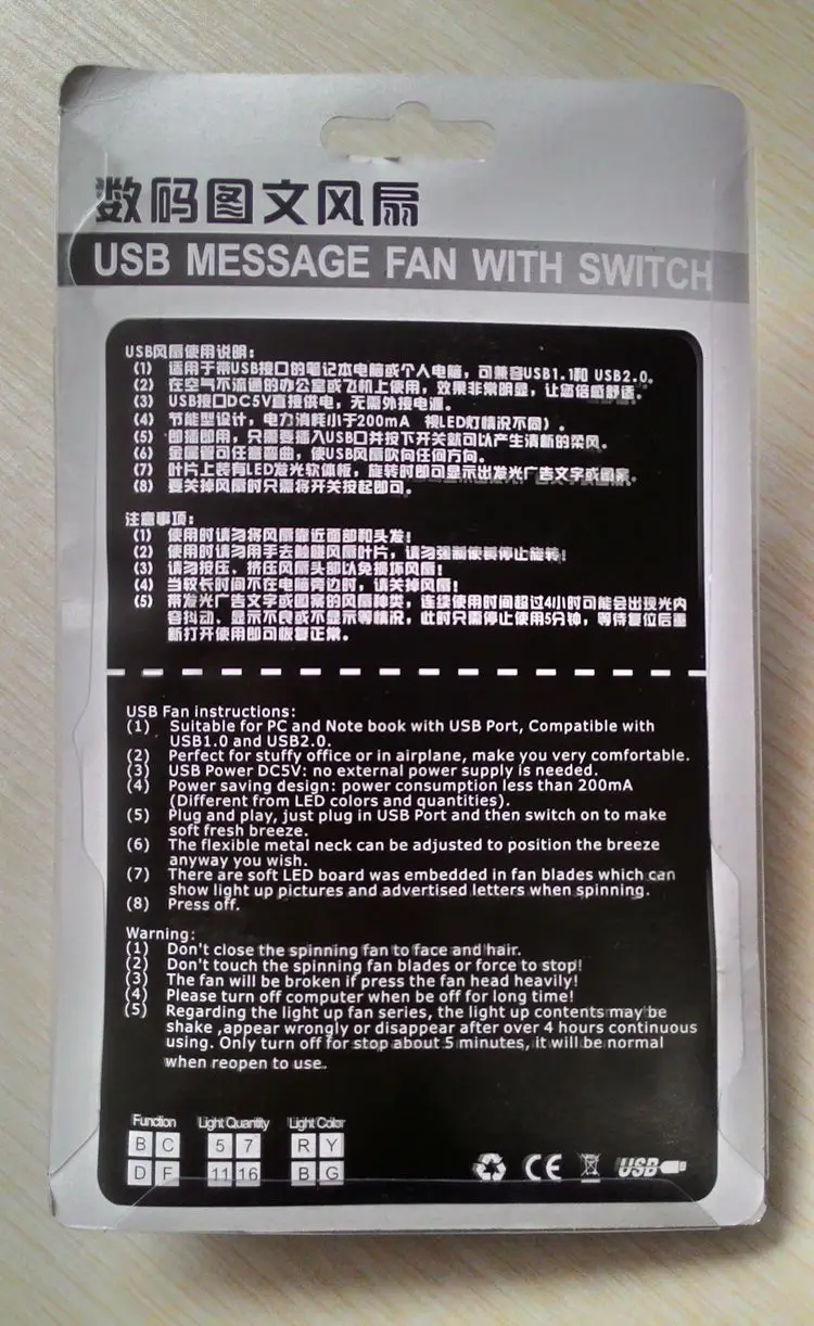 Programmable Usb Mini Led Message Fan With Customized Flashing Text ...