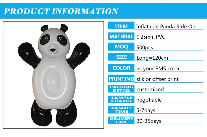 Factory Kids Giant Inflatable Panda Ride On Toys Plastic Ride On ...