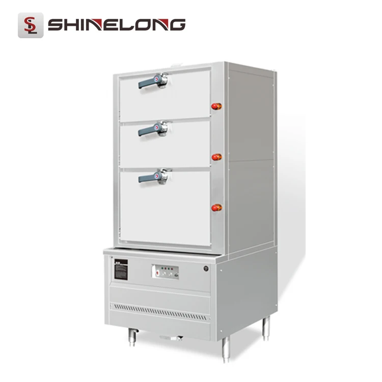 Restaurant Stainless Steel Commercial Three Deck Gas Rice Steamer