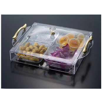 Custom Luxury Clear Acrylic Containers With 4 Compartments Acrylic Tray ...