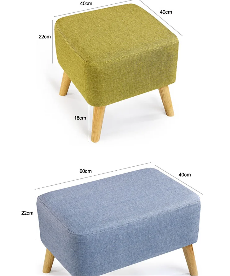 Small Sofa Stool Real Wood Change Shoe Stool With Cloth Art Footstool ...