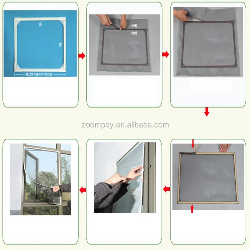 Magnetic Closure Window Screen with PVC Frame - Zoompey