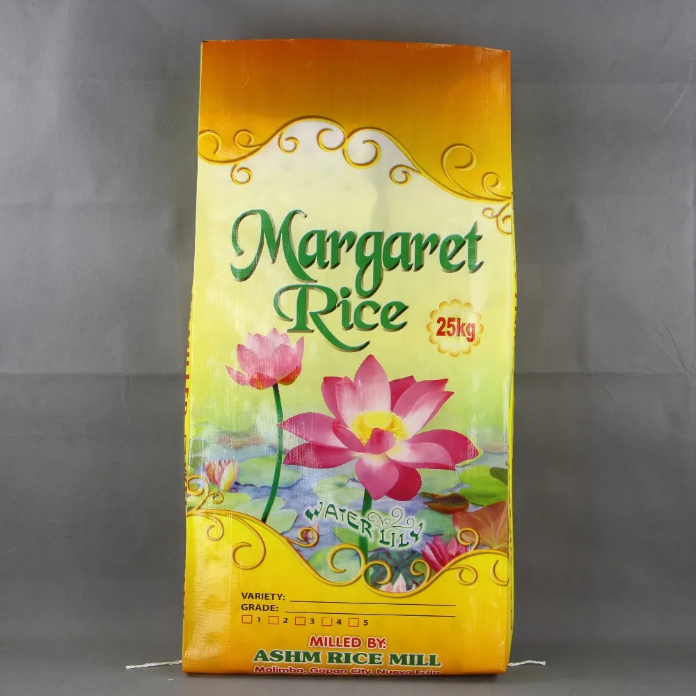 Bopp Laminated Rice Packing Bag With Custom Printing Designs 25kg Rice ...