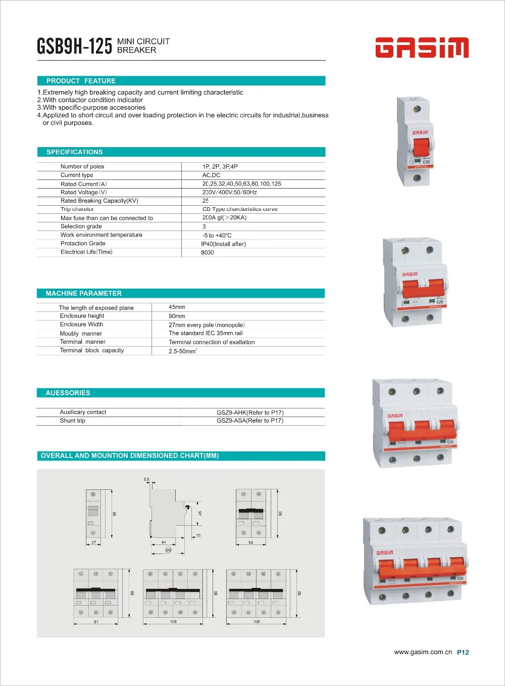 25kv Rated Breaking Capacity Mcb - GSB9H-125 Circuit Breaker
