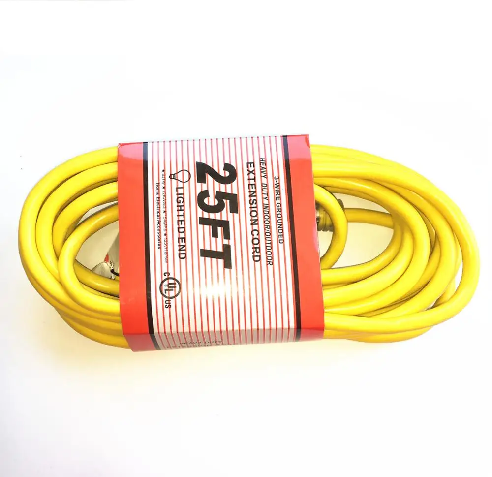 25ft Sjtw 12/3 Gauge Lighted Outdoor Triple Tap Plug Extension Cord ...