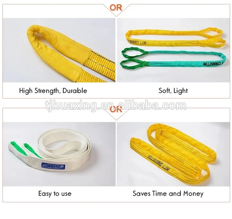 Cargo Lifting Belt Container Lifting Sling Double Eyes Polyester Flat ...