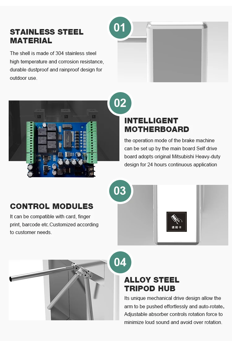 Durable Tripod Turnstile With Top Cover Led Direction Lamp And Rfid ...