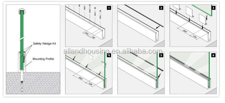 China aluminum glass railing u profile balustrade U channel railing for ...
