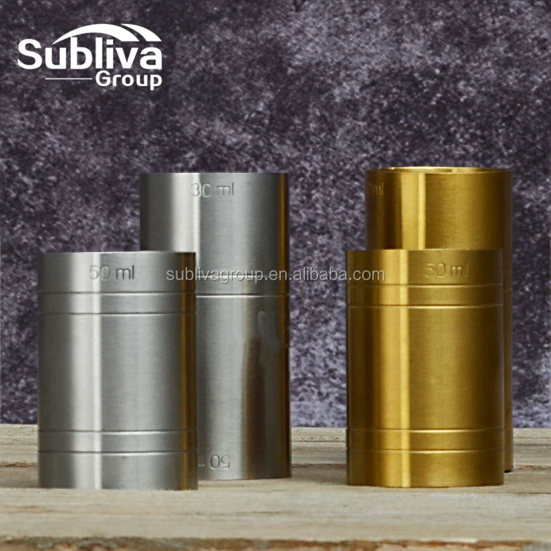 25/50ml Stainless Steel Double Thimble Measure Cocktail Jigger Bar ...